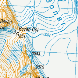 Bevan Col, Otago - NZ Topo Map