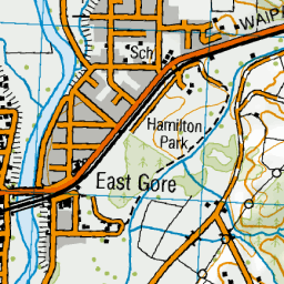 East Gore, Southland - NZ Topo Map