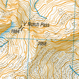 V Notch Pass, Canterbury - NZ Topo Map