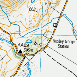 Huxley Gorge Station, Canterbury - NZ Topo Map