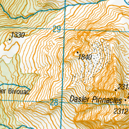 Dasler Pinnacles, Canterbury - NZ Topo Map