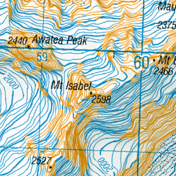 Awatea Peak, West Coast - NZ Topo Map