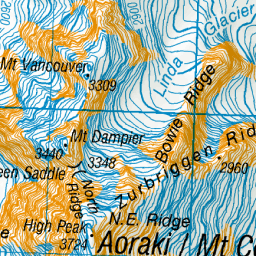 Zurbriggen Ridge, Canterbury - NZ Topo Map