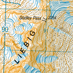 LIEBIG RANGE, Canterbury - NZ Topo Map