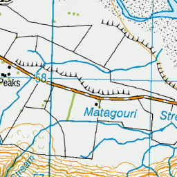 Matagouri Stream, Canterbury - NZ Topo Map