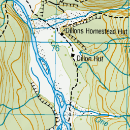 Dillons Homestead Hut, West Coast - NZ Topo Map