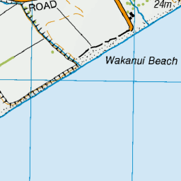 Wakanui Beach, Canterbury - NZ Topo Map