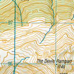 The Devils Rampart, Canterbury - NZ Topo Map