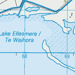 Lake Ellesmere (Te Waihora), Canterbury - NZ Topo Map