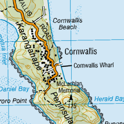 Cornwallis Beach, Auckland - NZ Topo Map