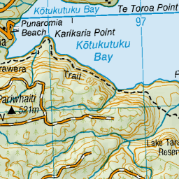 Lake Tarawera Reserve, Bay of Plenty - NZ Topo Map