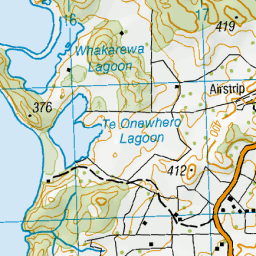 Te Onewhero Lagoon, Bay of Plenty - NZ Topo Map